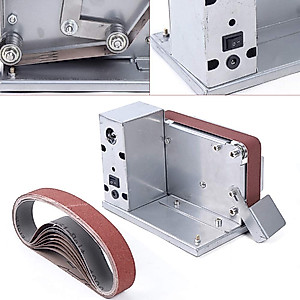 Belt Sanding Grinder Machine 795 Motor Model Mini Belt Sander Knife Sharpener Electric Sanding Belt Machine Mini Belt Sander Polisher 4500~9000rpm for Woodworking, Metal Working, Knife Making