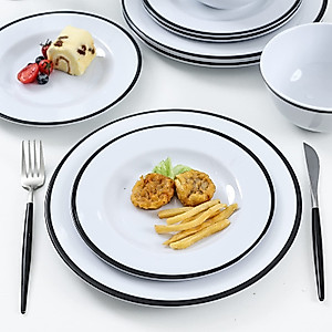 Dishwasher Safe Melamine Dinnerware Sets- 12Pcs Plates And Bowls Sets For Casual Dining Indoor And Outdoor Dining Party Camping, BPA-Free&Unbreakable Tableware Sets Service for 4