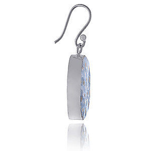 Amazon Essentials Sterling Silver Blue Pressed Flower Circle Drop Earrings (previously Amazon Collection)