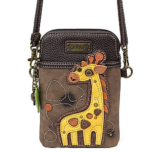 Chala Giraffe Cellphone Crossbody Handbag - Convertible Strap Giraffe Lovers, 5" x 7.5" x 1"
