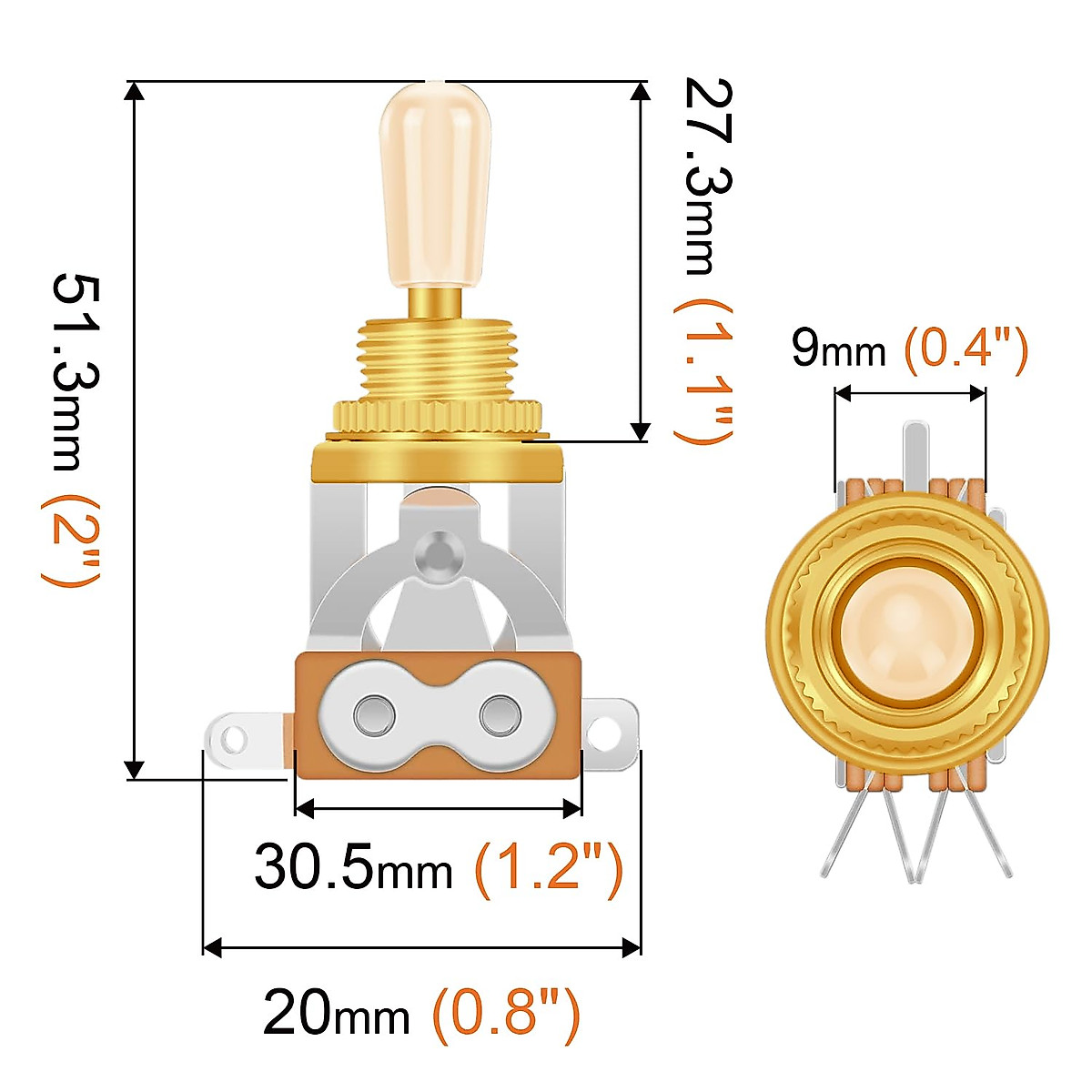 SAPHUE Guitar 3 Way Toggle Switch Position Short Straight Gold Top Gold Knobs for Gibon Epiphone Les Paul Electric Guitar Parts Pickup Selector kit with Plate Rhythm Treble Washer Ring Gold/Black