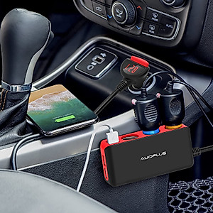 AUOPLUS 120W 3 Socket Cigarette Lighter Splitter Car Charger Adapter, LED Voltage Display Dual 4 USB Chargers(6.8A), Car Charger On/Off Switches 12V for iPhone iPad Samsung GPS Dashcam