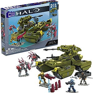 MEGA Halo Toy Building Sets, UNSC Scorpion Clash Tank with 993 Pieces, 5 Micro Action Figures and Display Stands, for Collectors