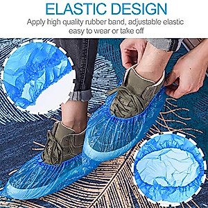 100 PCS（50 Pairs）Shoe Covers Disposable, Green Convenience, Recyclable, Boot Cover, Waterproof, Non slip, Dust proof, One Size Fit All, Durable CPE Material, Blue, Protect Your Shoes, Floor, Carpet