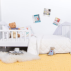 NTBAY Down Alternative Toddler Comforter, Lightweight and Warm Solid Color Baby Crib Quilted Blanket, 39x47 inches, White