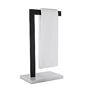 KES Towel Holder Stand for Bathroom, Countertop Towel Stand with Marble Base, L-Shape Standing Towel Rack, SUS304 Stainless Steel Matte Black, BTH220A-BK