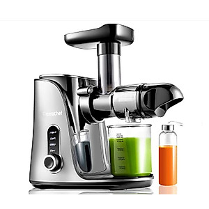 Juicer Machines,AMZCHEF Slow Masticating Juicer Extractor, Cold Press Juicer with Two Speed Modes, Travel bottle(500ML),LED display, Easy to Clean Brush & Quiet Motor for Vegetables&Fruits,Gray