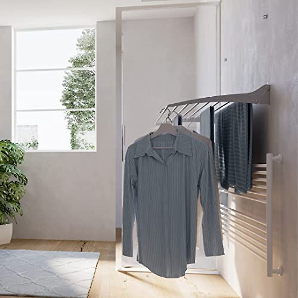 foxydry Fold, Wall-Mounted Clothes Drying Rack, Vertical Folding Indoor Outdoor Clothes line in Aluminium Steel (100 cm)