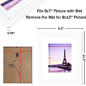 RUN HELIX Picture Frames 8 by 10 Set of 4, Display5x7 with Mat or 8x10 Without Mat, Picture Poster Frame, Picture Frames Collage Wall Decor with HD Plexiglass for Table Top,White