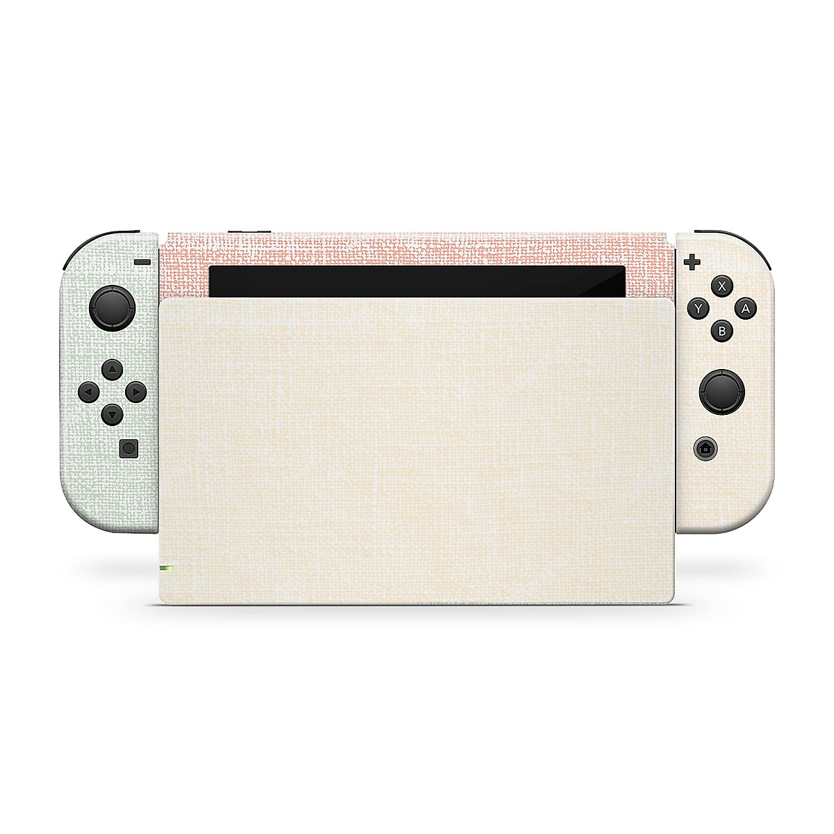 Tacky Design Retro Pastel Skin Compatible with Nintendo Switch Skin Wrap Cover, Fabric Texture Color Blocking for Nintendo Switch Stickers, Premium Vinyl 3M Full Wrap Decal.