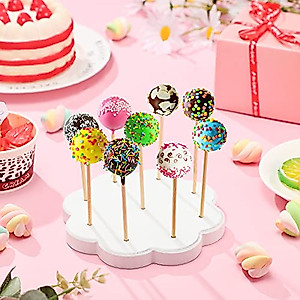 2 Pack Cake Pop Stand Lollipop Holder 9 Hole Thicken Wood Display Cake Pop Holder White Candy Lollipop Stand for Wedding Baby Shower Birthday Party