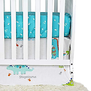 Brandream Crib Bedding Sets for Boys Dinosaur Nursery Bedding, 6 Piece Cradle Set for Newborn/Infant Modern Dinosaur Design,100% Cotton