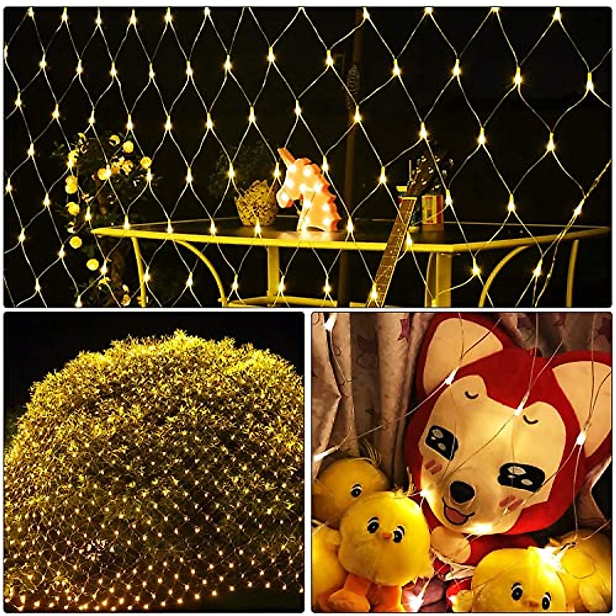 Christmas Net Lights, 9.8X6.6ft 200 LED Outdoor Net Mesh Lights 8 Modes Christmas Lights for Christmas Decor Bushes Fence Outdoor Garden Party Yard, Warm White