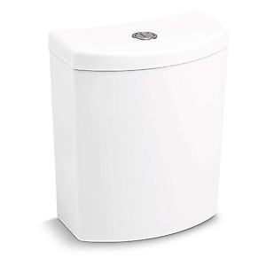 KOHLER 3569-0 Persuade Curv Toilet Tank, Dual-Flush 1.0 GPF or 1.6 GPF, Top-Mount Two-Button Flush, Toilet Tank Only, White