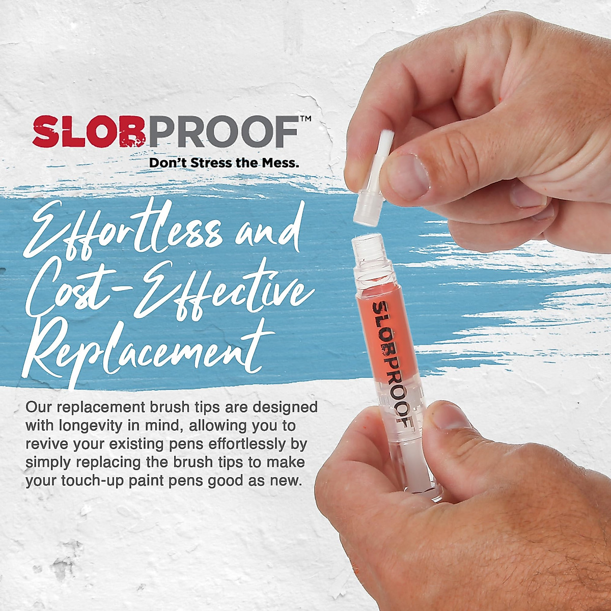 Slobproof 5-Pack Replacement Brush Tips for Refillable Touch up Paint Pen, Refillable Paint pens for Walls, Touch up Work, Fillable Paint Pens for Touch-up Brush Tool for Paint Syringe with Brush Tip