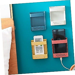 PRETYZOOM 3pcs Tool Holder White Storage Shelves Self Adhesive Remote Control Holders Wall-Mounted Phone Holder Household Wall Storage Rack Household Wall Storage -Mounted Rack Abs