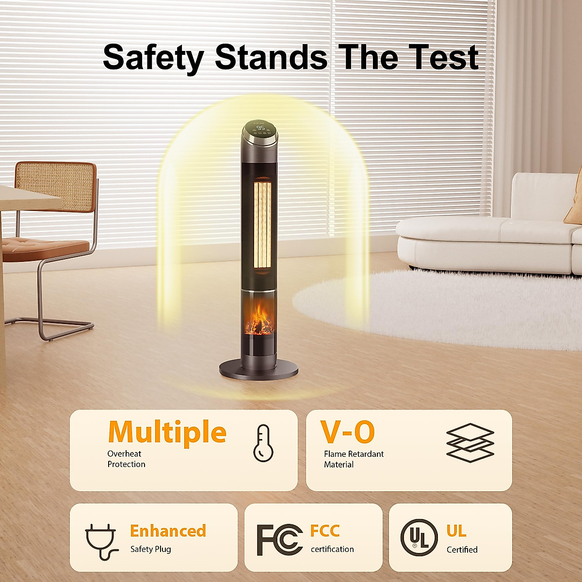 Landeagle Space Heater, Portable Heater with Thermostat, 1500W Electric Heater with Remote Control, 80°Oscillation, 24H Timer, Room heater with Tip-over & Overheat Protection for Indoor Use(Grey)