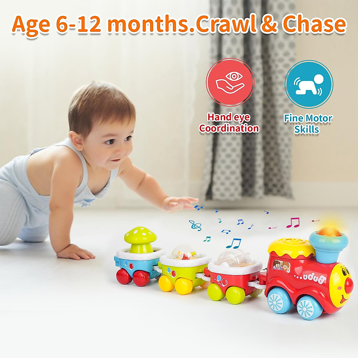 BAOLI Electric Train Toy,Railway Toy with Light & Music,Battery Operated Locomotive Train for 1 2 3 Year Old Kids Baby Toddler Boy Gifts,Early Educational Vehicle Toy