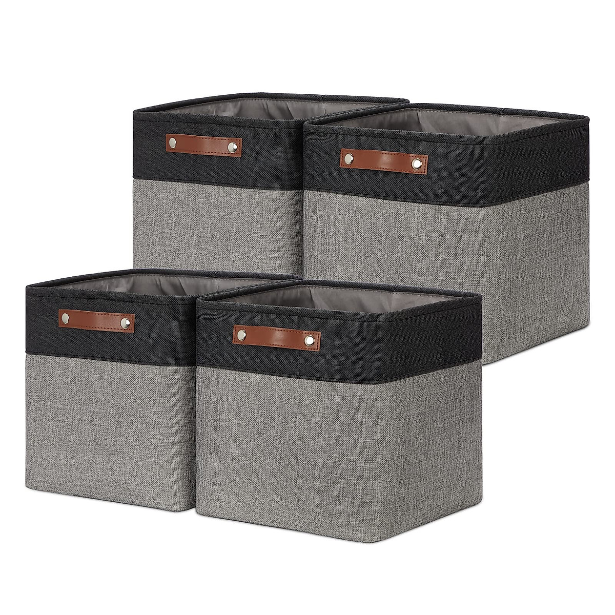 DULLEMELO Collapsible Bundle Baskets 4 Cube Baskets 12"x12"x12" + 6 Small Baskets 11.8"x7.9"x5.1"（Black&Grey