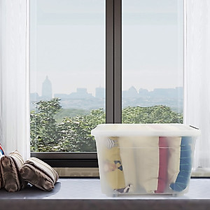 EudokkyNA 4-pack 50 Quarts Storage Boxes with Wheels, Large Clear Plastic Bin Totes with Lid