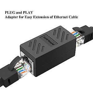 Dingsun RJ45 Coupler Female to Female Ethernet Coupler for Cat7/Cat6/Cat5/Cat5e Network Cable Extender Adapter RJ45 in Line Coupler(1pack, Black)