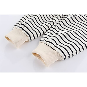 Mud Kingdom Toddler Boys Jogger Sets Fleece Lined Funny Cartoon Bear Stripe Beige 4T