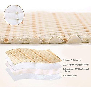 Waterproof Bed Pad Washable and Reusable Underpads 4 Layer Incontinence Mattress Protector 100% Cotton Surface for Children Adults and Pets by Yoofoss