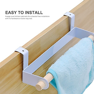 ADBEN Wood Bath Towel Rack Kitchen Storage Over Cabinet Towel Bar Bathroom Shelves on Inside or Outside of Doors Towel Holder Rustproof Iron Towel Shelf