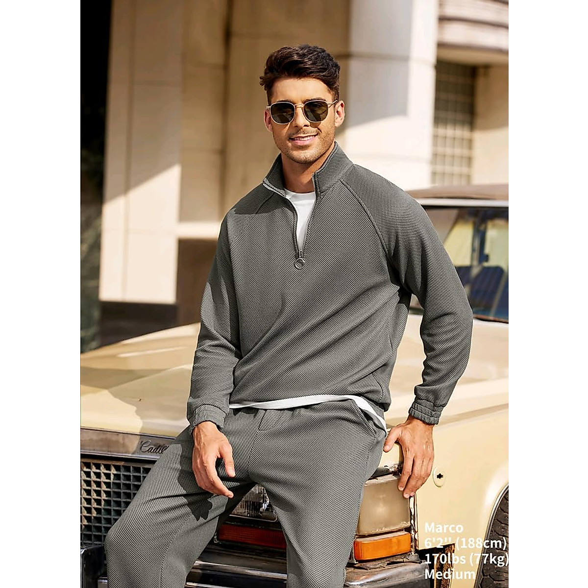 COOFANDY Men's Tracksuit 2 Piece Relaxed Fit Half-zip Sweatsuits Athletic Running Jogging Suit Sets