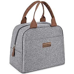 LANDICI Lunch Bag for Women Men Insulated Small Lunch Box for Adult Kids, Waterproof Reusable Soft Sided Cooler Lunch Tote Bag for Work Office School Travel Picnic Food, Grey