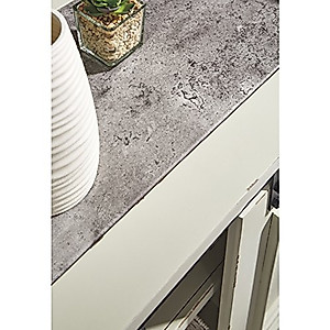 Signature Design by Ashley Jonileene Farmhouse 50" Credenza with Sliding Barn Door, Distressed White