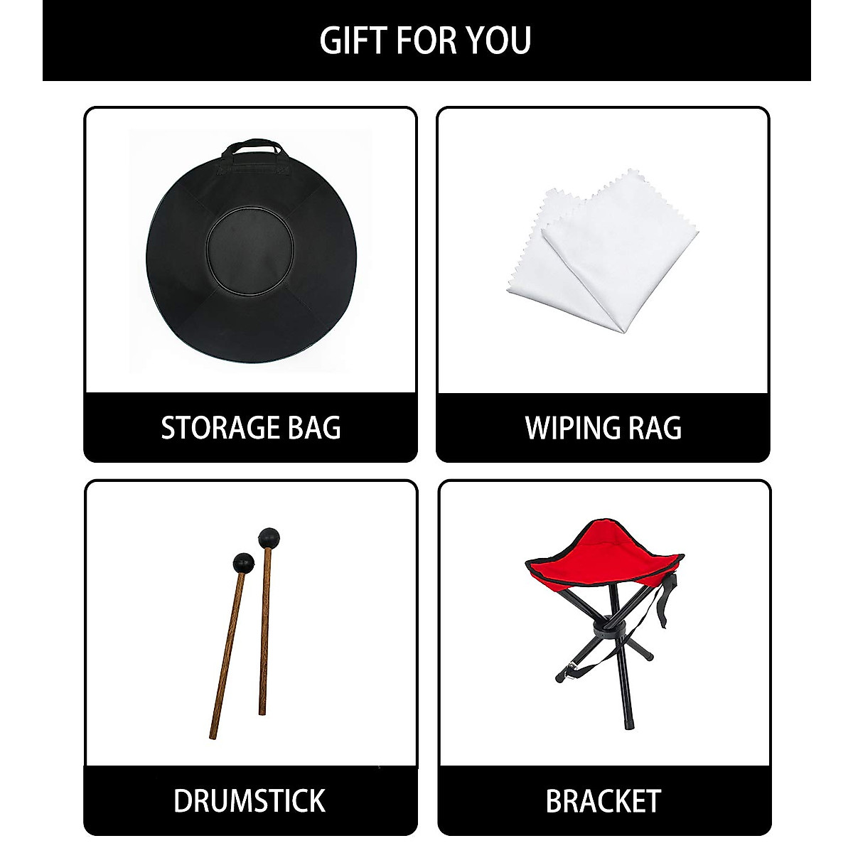 YuElinG 432hz Handpan Drum YuELinG Gold 11 Notes 22 inch in D Celtic Minor with Soft handpan case, Durable handpan Stand