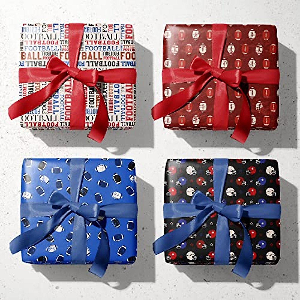 FIEHALA Football Wrapping Paper Sheets - Birthday Wrapping Paper For Boys Men - 12 Sheets Football Wrapping paper for Sport Lover - Pre cut & Folded Flat Design (20 inch × 28 inch per sheet)