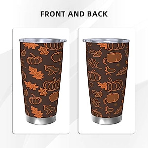 AYCZN Autumn Maple Leaves 20 OZ Tumbler Stainless Steel Travel Coffee Mug, Fall Pumpkin Insulated Water Bottle with Lid Leakproof Thermal Cup