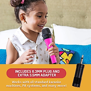 Singing Machine Wired Microphone for Karaoke, (Pink) - Unidirectional Dynamic Vocal Microphone - Plug-In Microphone for Karaoke Machine, AMP, & Speaker - Mic for Singing, Public Speaking, & Parties