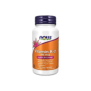 NOW Supplements, Vitamin K-2 100 mcg, Menaquinone-4 (MK-4), Supports Bone Health*, 100 Veg Capsules
