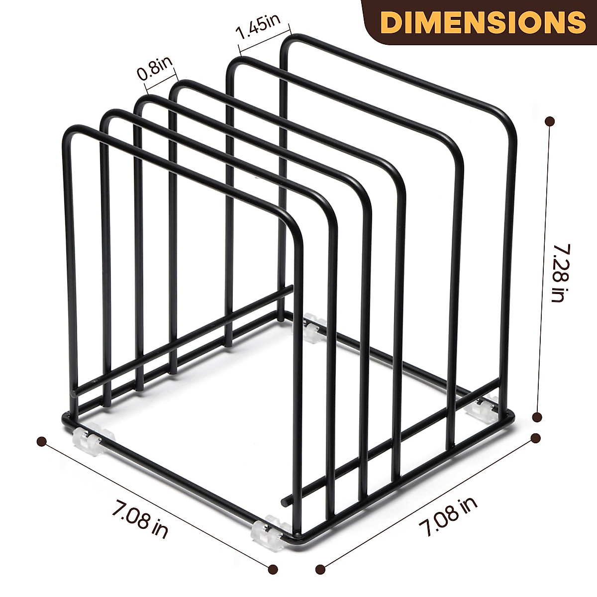 DOYOQI Cutting Board Organizer, Kitchen Cabinet Organizer Storage Rack, 5 Slots Holder Stand for Cutting Board,Baking Cookie Pan, Cookie Sheets Organizer for Kitchen Countertop,Metal Black (1 Pack)
