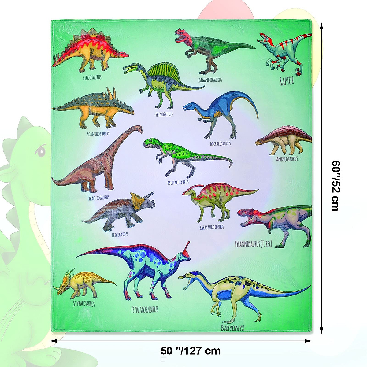 Dinosaur Throw Blanket 50 x 60 Inches Various Dinosaur Signs Blanket for Boys Fuzzy Soft Flannel Throw Blanket Decor for Kids Favor Living Room Bedroom Home Offices Supplies