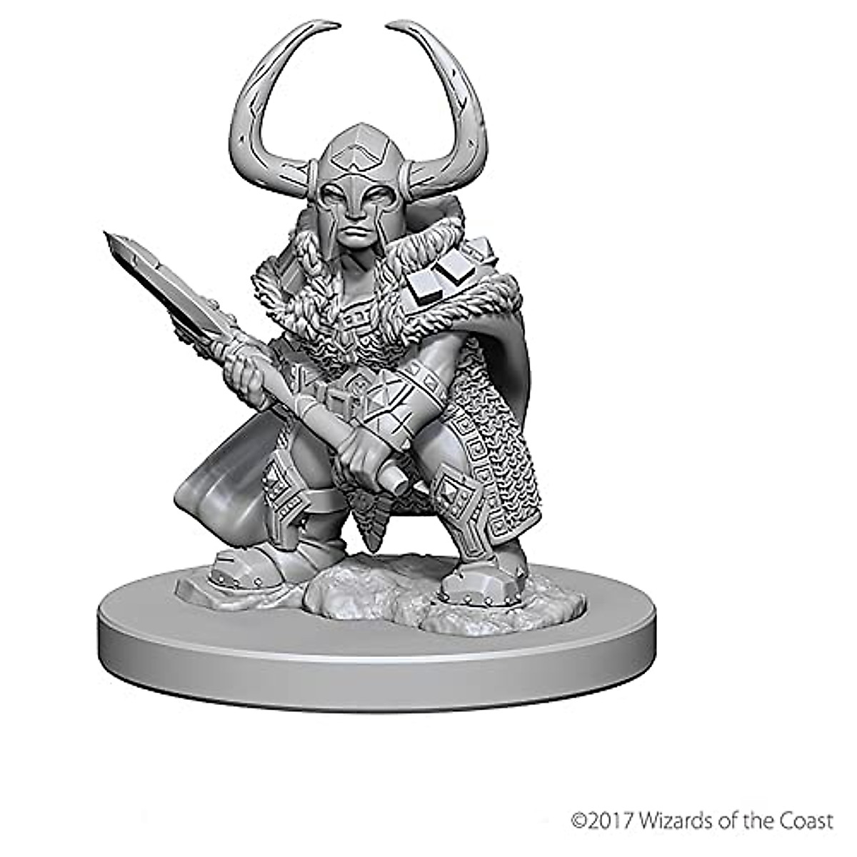 D&D Nolzur's Marvelous Miniatures - Dwarf Female Barbarian - 2 Count Unpainted Miniatures, Dungeons & Dragons