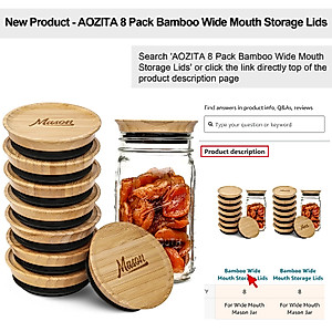 Aozita [16 Pack] Colored Plastic Mason Jar Lids Fits Ball, Kerr & More - 8 Wide Mouth & 8 Regular Mouth - Storage Caps for Canning Jars