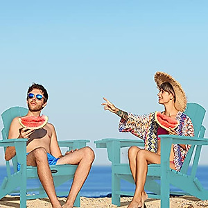 FOOWIN Adirondack Chair, Lounge Chair w/4 in 1 Cup Holder Trays, Folding Patio Chairs Weather Resistant, Fire Pit Chair for Deck, Garden, Backyard & Lawn Furniture