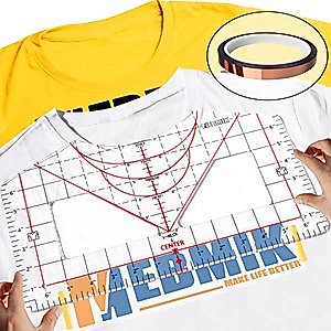 Tshirt Ruler Guide for Vinyl Alignment,T Shirt Ruler to Center Design,Tshirt Measurement Tool with Heat Tape ,Sublimation,Heat Transfer,Acrylic Ruler for All Size,Heat Press Accessories