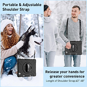 SUPFIVES Case for iPad Pro 13 Inch 2024 (7th Gen), with Screen Protector/Shoulder Strap/Pencil Holder/Handle/Rotating Stand, Green