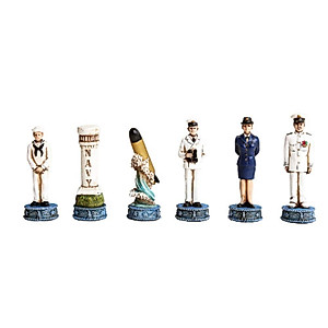 US Army vs Navy Military Chess Set Hand Painted with Glass Board