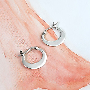 Boma Jewelry Sterling Silver Polished Crescent Snap Down Hoop Earrings