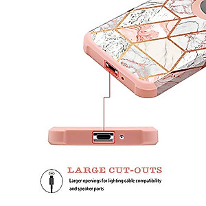 Fingic Case for Moto G7 Power, Case for Moto G7 Supra, Case for Moto G7 Optimo Maxx, Rose Gold Marble Design Shiny Glitter Bumper Hybrid Hard PC Soft Silicone Anti-Scratch Shockproof Protective Case