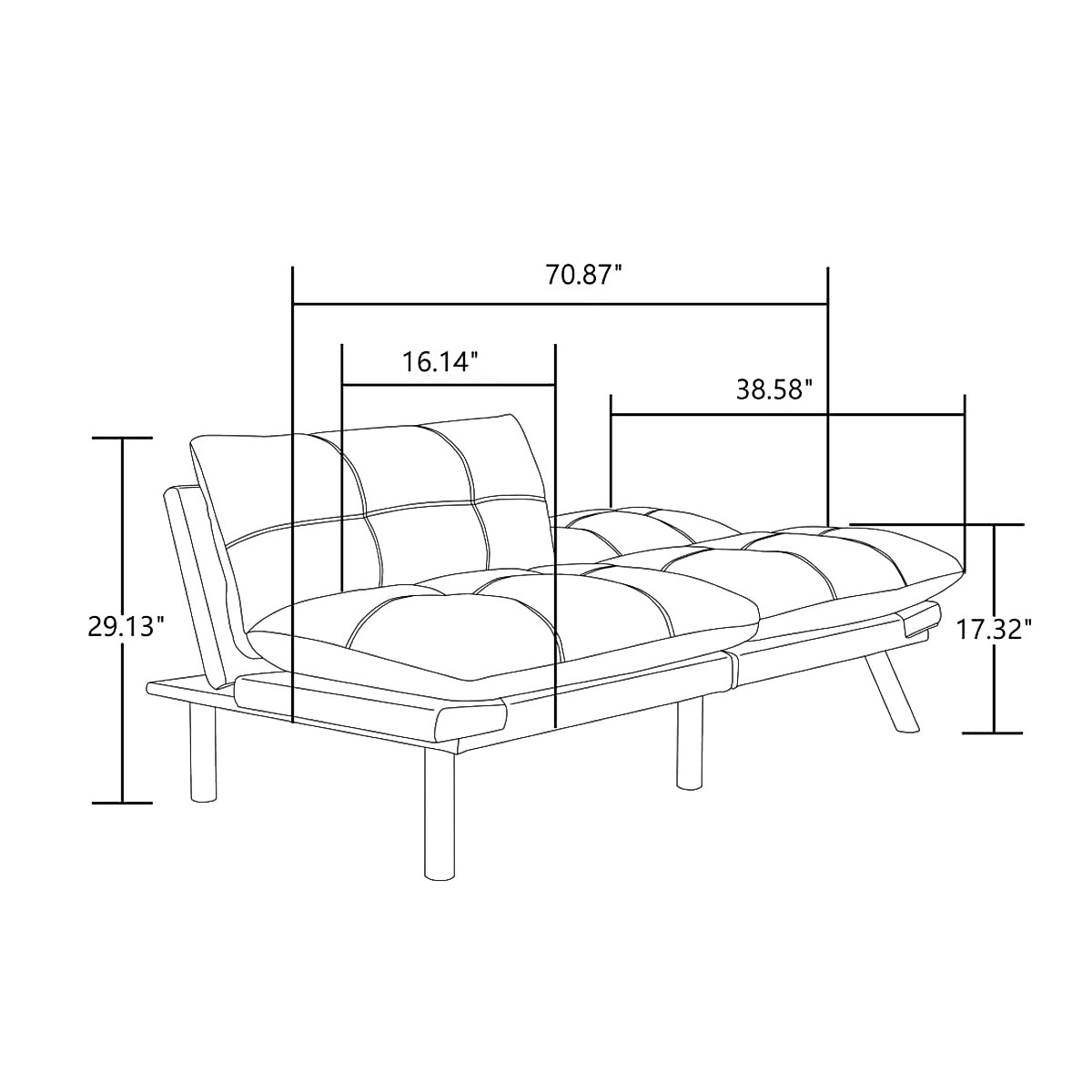 70.87" Velvet Futon Sofa Bed, Modern Convertible Sleeper Sofa Couch with Adjustable Backrest and Armrests, Tufted Loveseat Sofa with Metal Legs for Living Room, Bedroom, Apartment, Navy Blue