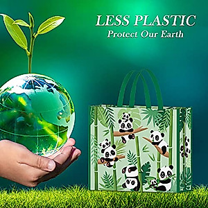 NymphFable 5 Pack Reusable Shopping Bags Panda Bamboo Grocery Bags Waterproof Tote Bag Gift Bags 50LBS