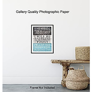 God Wall Decor - Religious Wall Decor - Spiritual Christian Gifts for Women, Men - Catholic Gifts - Funny Christian Wall Art - Inspirational Quotes Wall Decor Sign - Faith Wall Decor - Light Blue