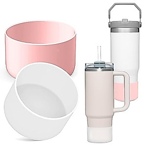 Silicone Boot Sleeve for Stanley Quencher 40 oz 30 oz Tumbler with Handle & for IceFlow 20oz 30oz, Protective Water Bottle Cup Bottom Bumper Cover for Stanley Tumbler Accessories, 2Pack